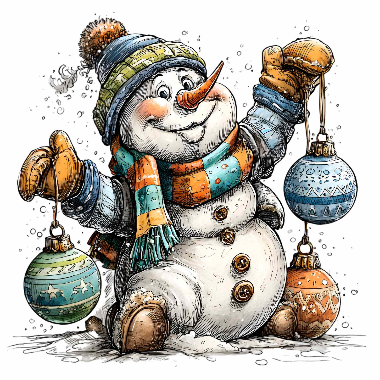 15 PNG Colorful Christmas Snowman Clipart – Festive PNG With Ornaments ...
