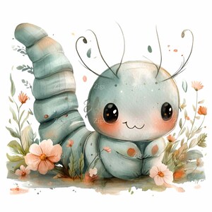 15 Caterpillar Clipart PNG, Hand-drawn Cute Caterpillar With Flowers ...