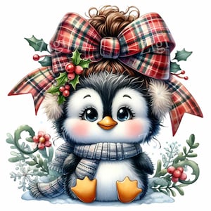 15 PNG Christmas Penguins Clipart – Cute Holiday Couple PNG – Festive ...