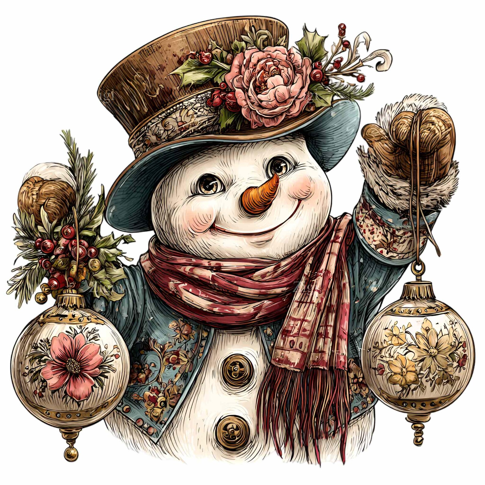 10 PNG Vintage Snowman Clipart – Christmas Retro Ornaments - Etsy