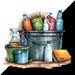 24 Rustic Cleaning Tools PNG Clipart, Vintage Brooms and Bucket ...