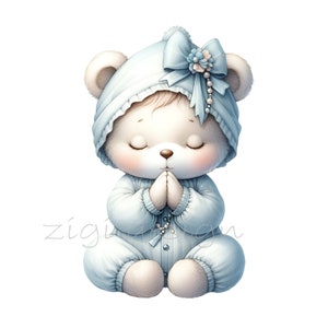 Adorable Praying Bear Clipart Cute Digital Illustration 19 PNG for ...