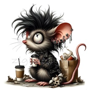 12 PNG Grunge Mouse Clipart – Coffee Rat Png – Funny Junk Food Animal ...