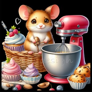 Bakery Clipart Set 20 PNG Mouse Baking Cake Digital Download for Crafts ...