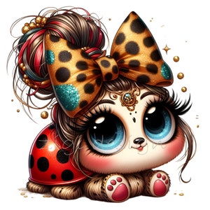 Ladybug Clip Art, Leopard Print Bow Clipart, 15 PNG Animal Print ...