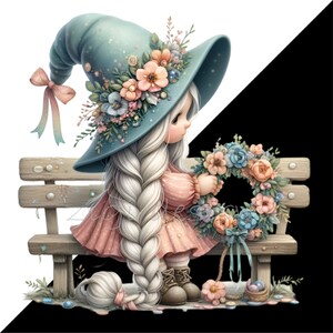 Girl Clipart, Gnome Clip Art, 10 PNG Spring Floral Pastel Colors ...