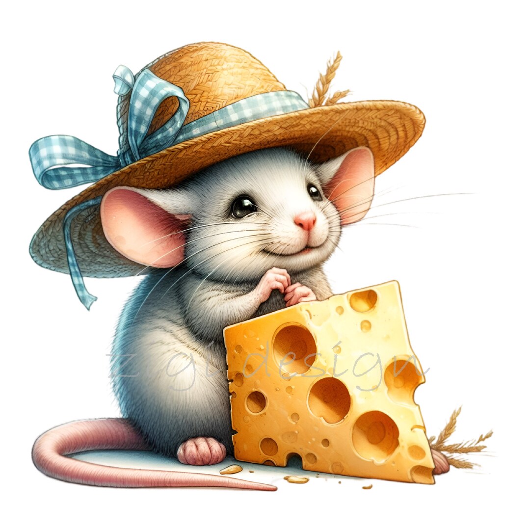 Cheese Clip Art, Mouse Clipart, 12 PNG Mouse Cheese Watercolor, Junk ...