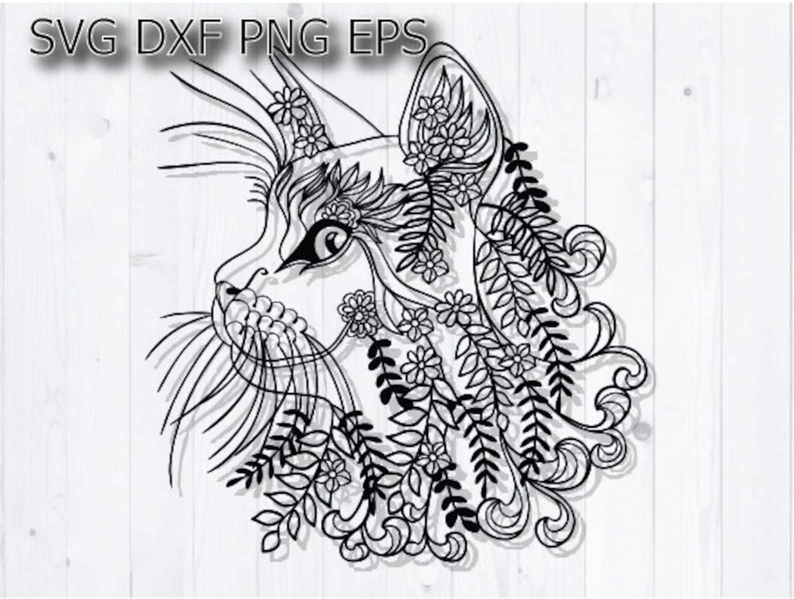 Cat Mandala Svg Zentangle Cat Svg - Etsy