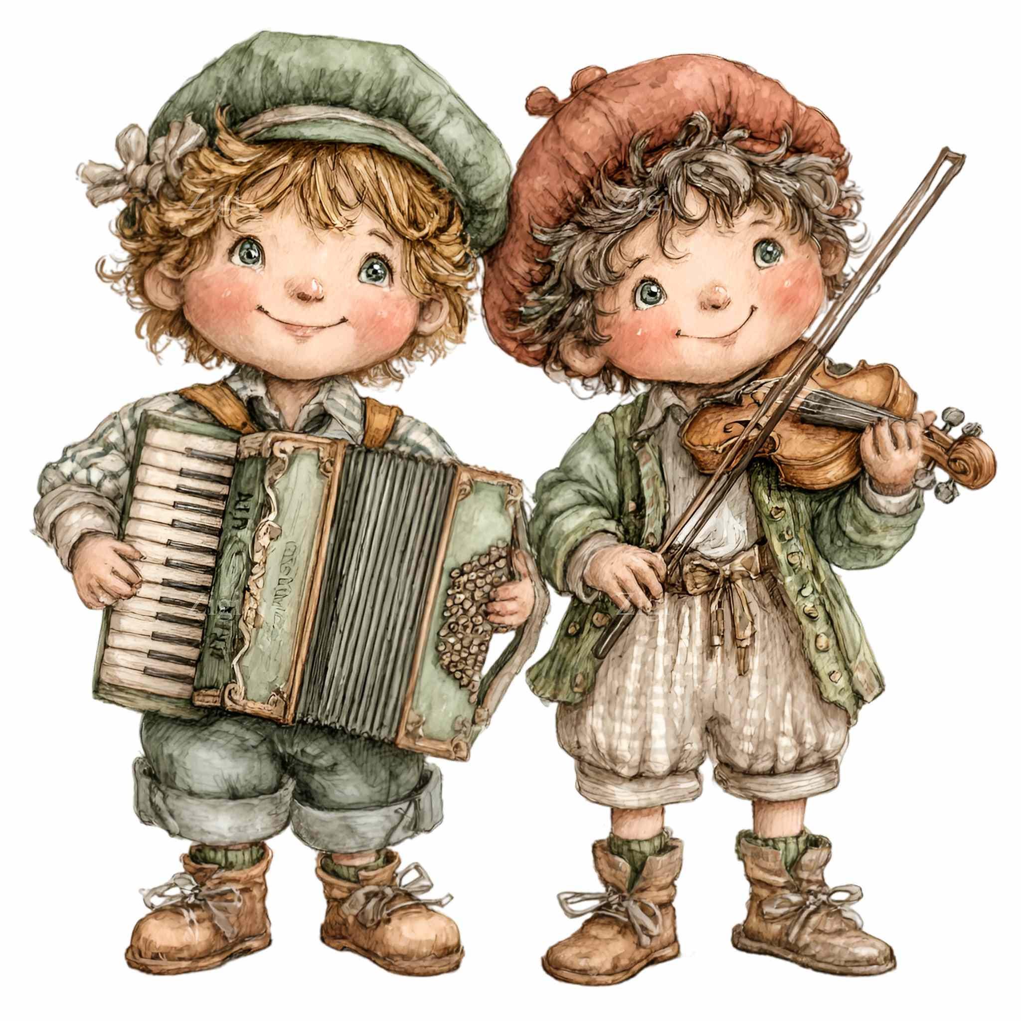 15 PNG Folk Music Kids Clipart – Boy & Girl Musicians PNG – Nursery ...