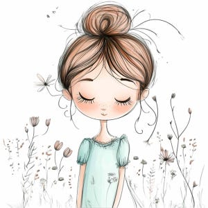 15 Girl With Floral Crown Clipart PNG, Hand-drawn Side Profile of a ...