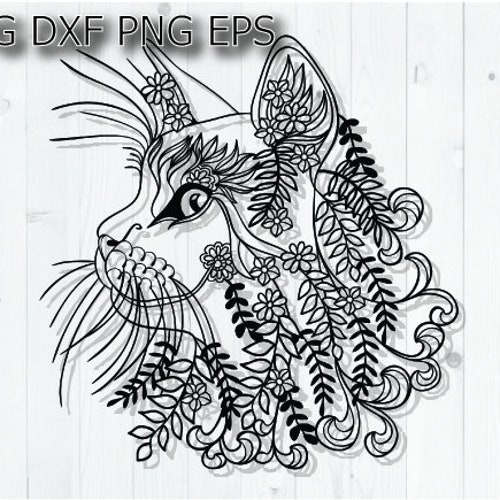 Cat Mandala Svg Cut File Cat Svg Floral Zentangle SVG Cat - Etsy