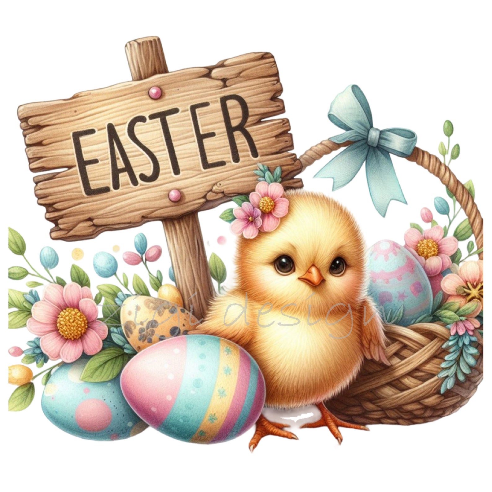 18 PNG Spring Easter Chick Clipart, Hatching Bird Sublimation, Floral ...