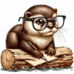 12 PNG Teacher Otter Clipart – Cute Professor Animal PNG With Books for ...
