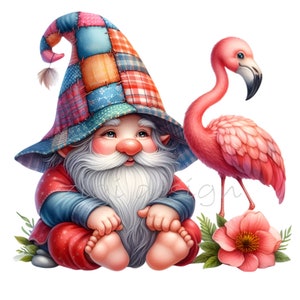 12 PNG Tropical Gnome Clipart - Flamingo PNG Illustration - Summer ...