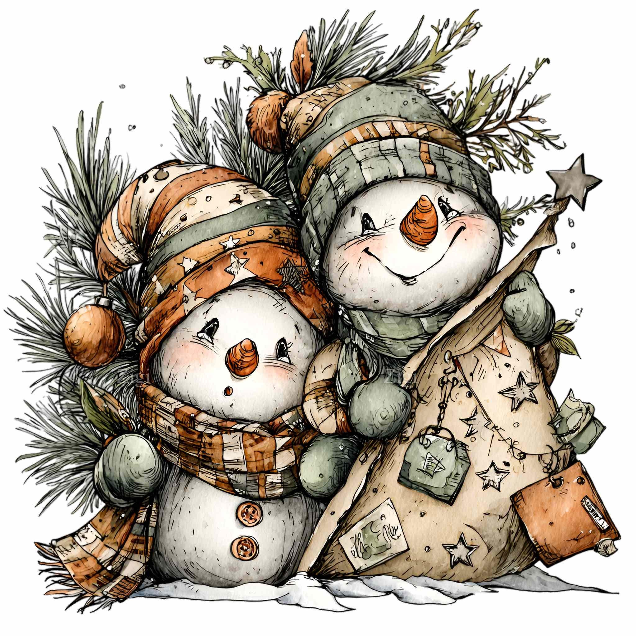 15 PNG Christmas Snowmen – Cute Winter Holiday Clipart – Festive ...