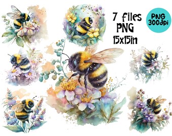 Watercolor Honey Bee Clipart Spring Garden Bee and Honey - Etsy