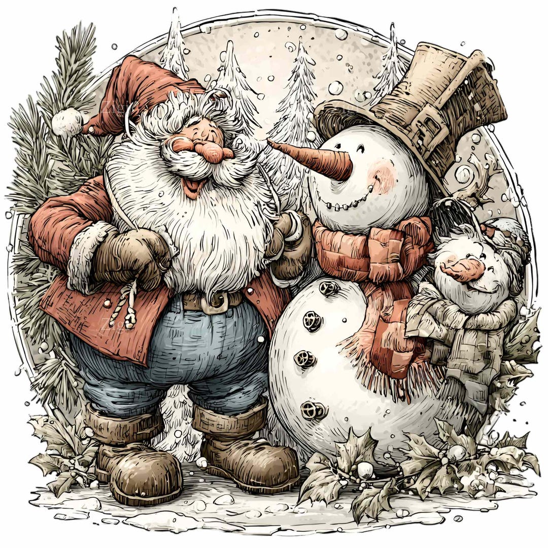 10 PNG Santa and Snowman PNG – Festive Christmas Clipart – Winter ...