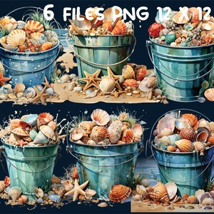 Sand Bucket Clipart PNG Bundle Watercolor Summer Ocean Travel Vacation ...