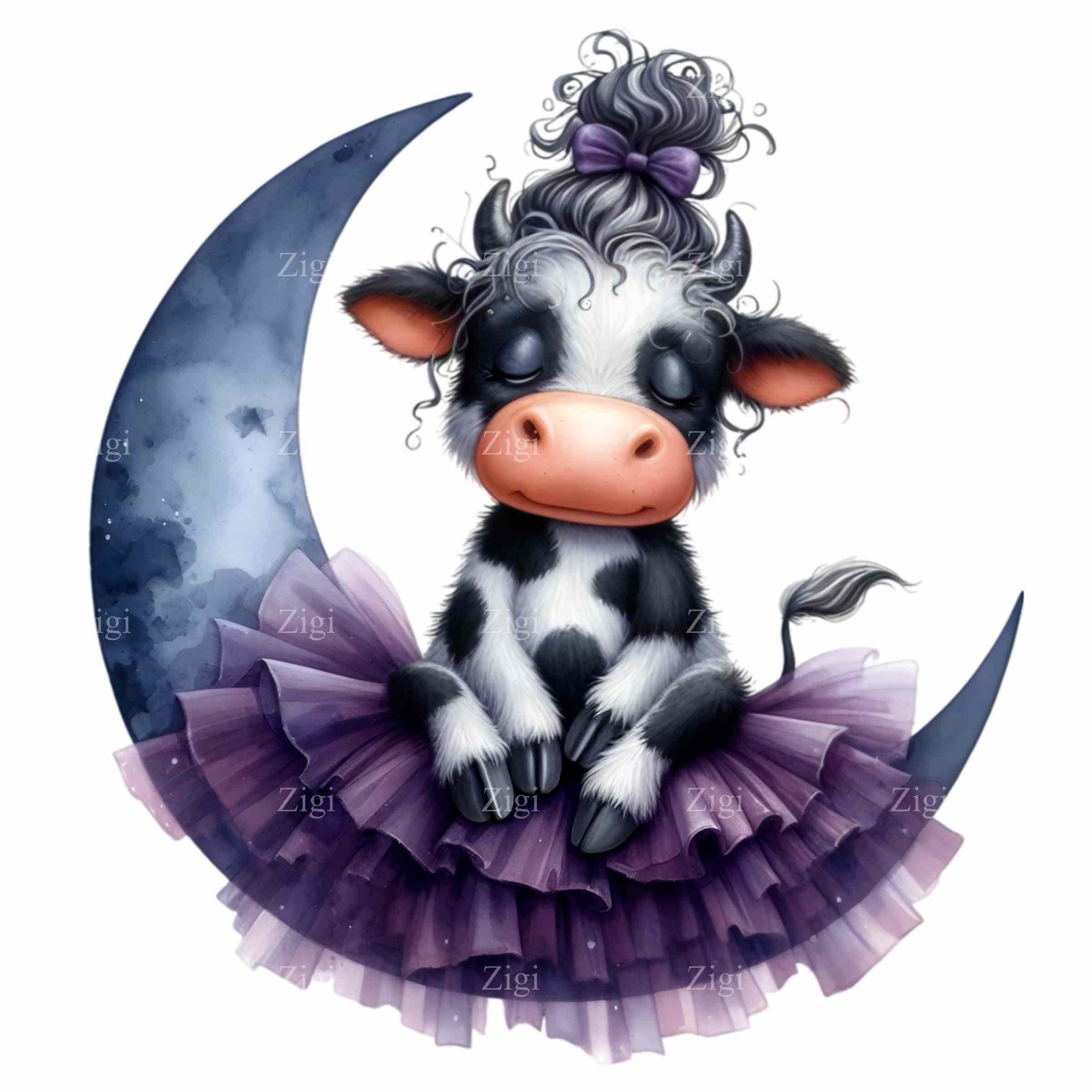 12 PNG Moon Cow – Cute Cow Clipart – Farm Animal Lovers, Nursery Wall ...