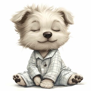 16 JPEG Cute Puppy in Pajamas Clipart, Adorable Dog Illustration JPEG ...