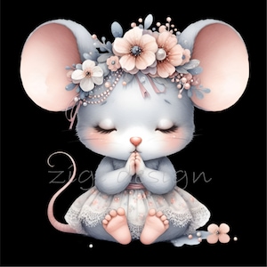 Praying Clipart, Gratitude Clipart, Mouse Clip Art, 12 PNG Girl Angel ...