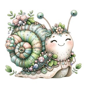 Snail Clipart Birthday Kids Clip Art 15 PNG Watercolor Snail - Etsy