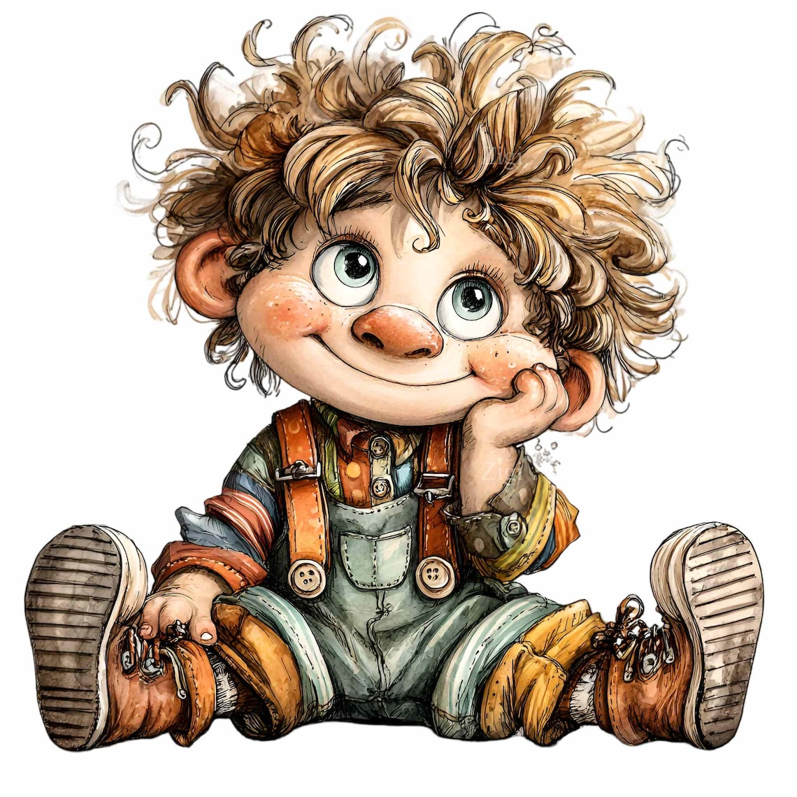 16 PNG Whimsical Messy Hair Boy – Cute Child Clipart – Kids Crafts ...
