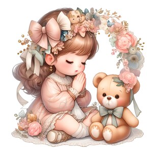 Praying Clipart, Gratitude Clipart, Bear Clip Art, 10 PNG Angel Baby ...