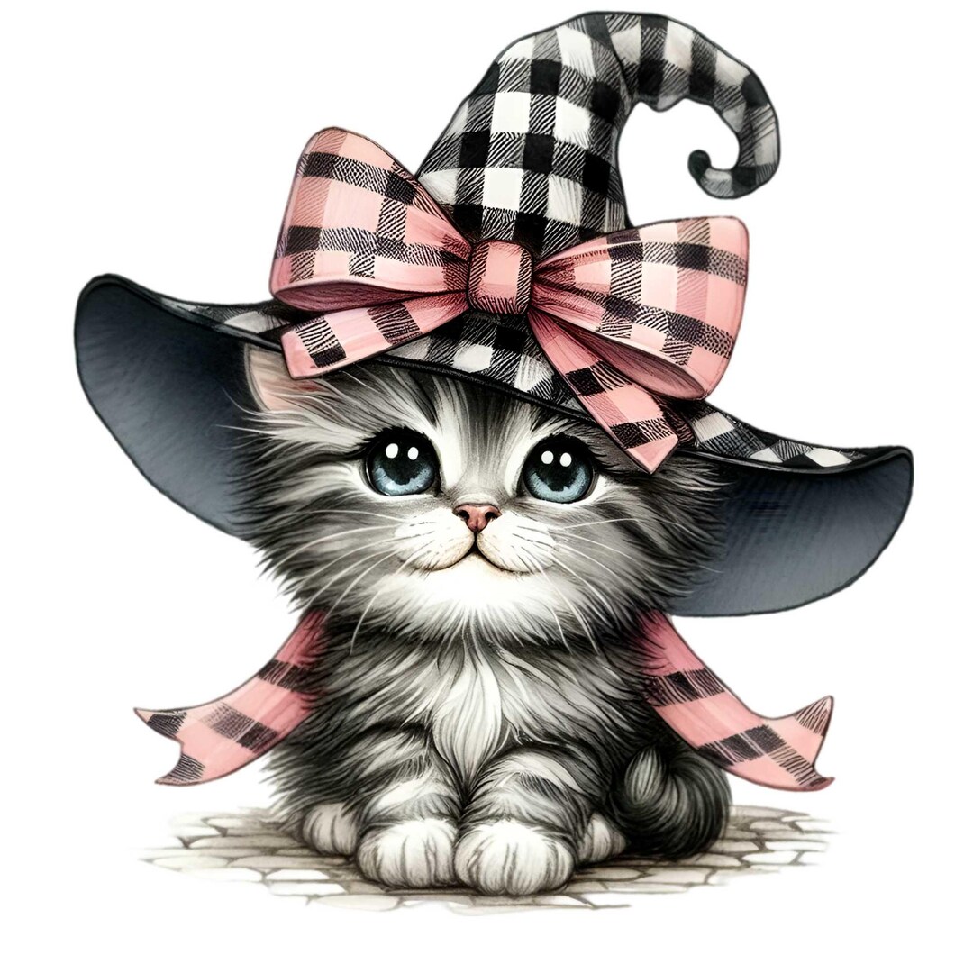 15 PNG Witch Cat Clipart – Cute Kitten PNG – Halloween Kitten With ...