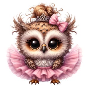 Princess Owl Clipart PNG, Pink Owl With Tiara and Tutu, 10 Cute Animal ...