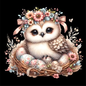 12 Easter Owl Clipart PNG, Cute Owl With Eggs, Spring Owl, Transparent ...