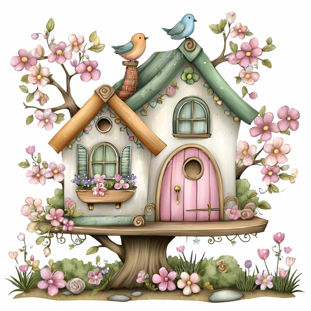 16 PNG Aesthetic Birdhouse Clipart – Cute Bird House PNG – Pastel ...