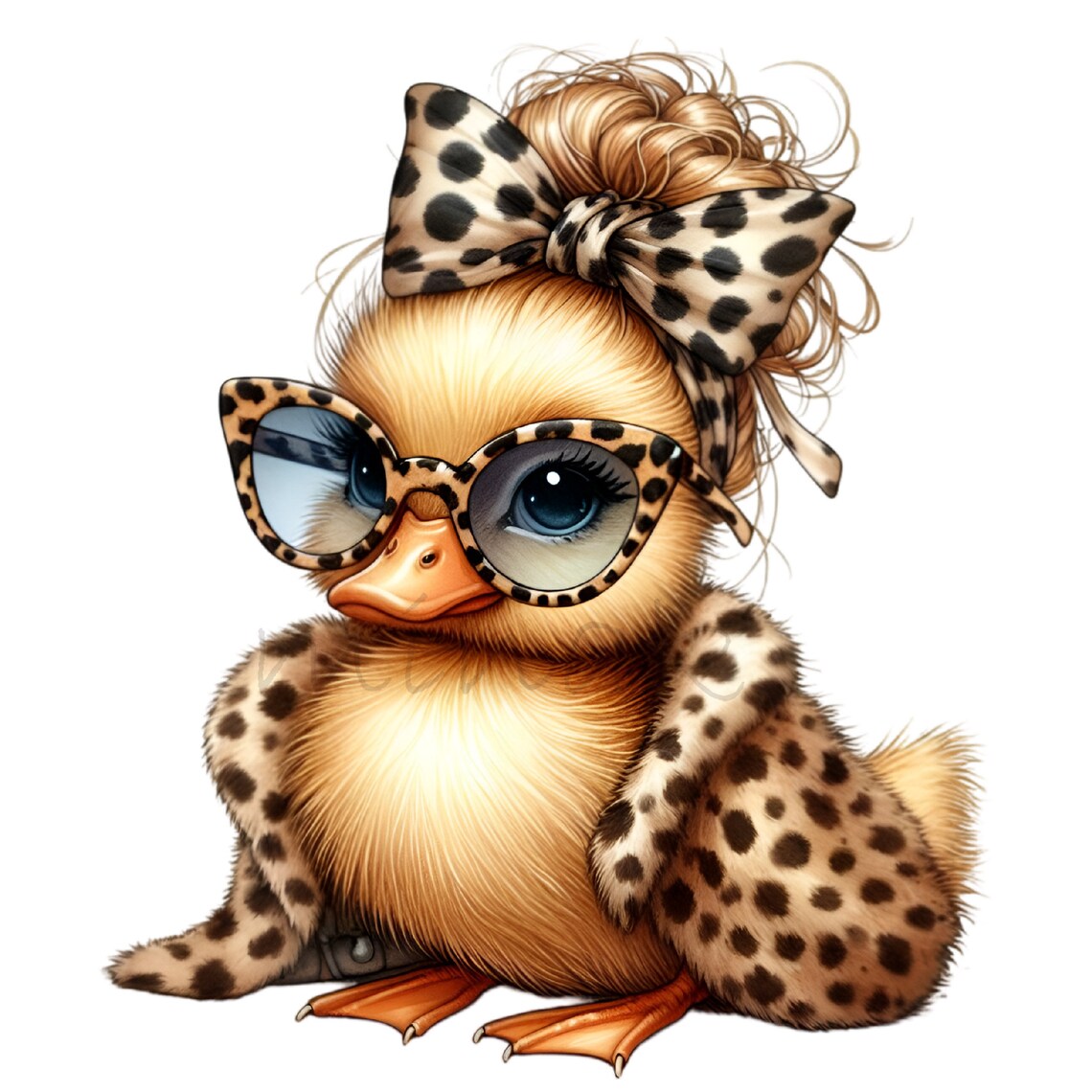 Duckling Clip Art, Animal Print Bow Clipart, 10 PNG Duck Clipart ...