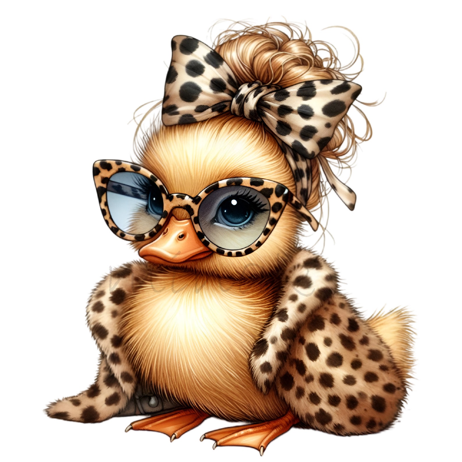 Duckling Clip Art, Animal Print Bow Clipart, 10 PNG Duck Clipart ...
