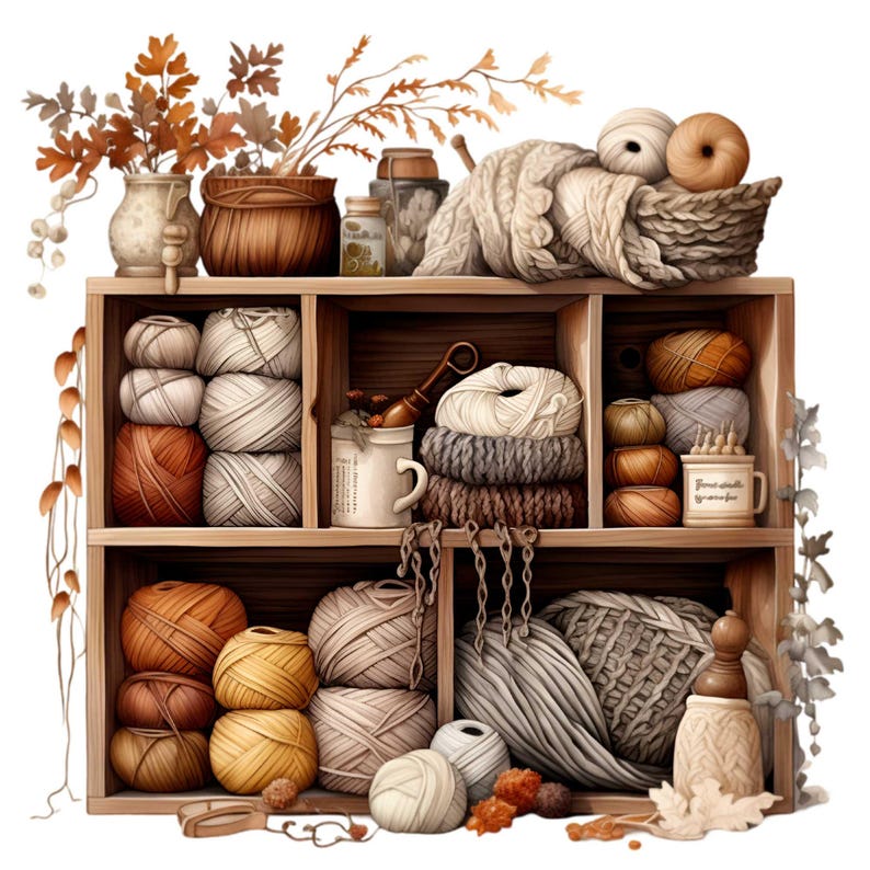 14 PNG Yarn Shelf Clipart, Knitting Crochet Fiber, Skein Stash Craft ...
