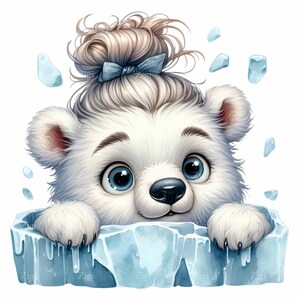 12 PNG Winter Polar Bear Clipart – Cute Ice PNG for Nursery Decor ...