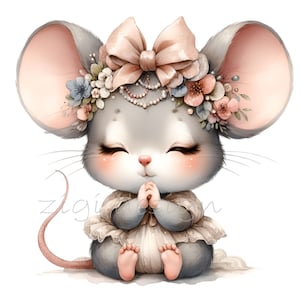 Praying Clipart, Gratitude Clipart, Mouse Clip Art, 12 PNG Girl Angel ...