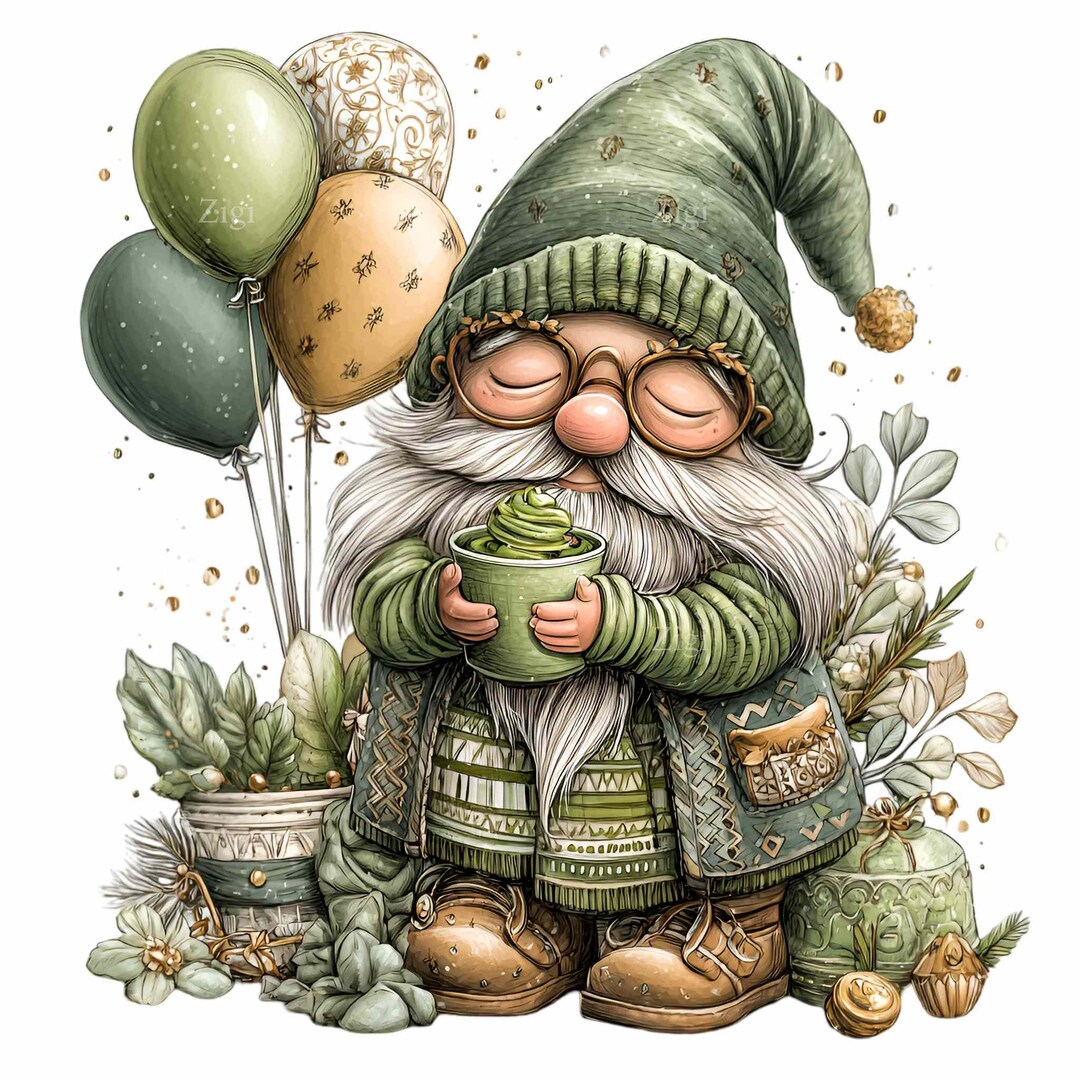 Clipart nain vert PNG 14, graphiques de jardin de thé, nain barbu ...