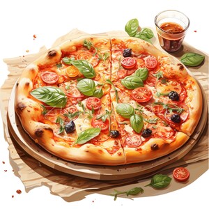 Delicious Italian Pizza Clipart With Fresh Ingredients, 16 Realistic ...