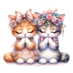 Adorable Kittens Clipart High-quality 12 PNG Illustration of Two Cute ...