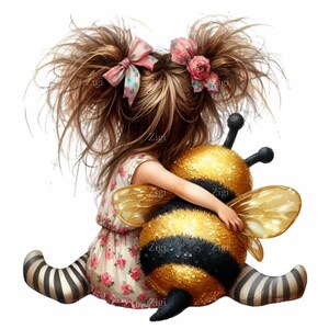 10 PNG Girl Hugging Bee PNG Clipart | Cute Child and Bumblebee ...