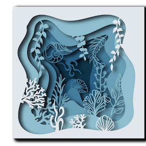 Ocean Shadowbox 3D Paper Cut Layered Template Birthday Diorama ...