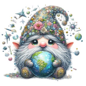 Earth Day Clipart, Gnome Clip Art, 15 PNG Watercolor Globe Planet ...