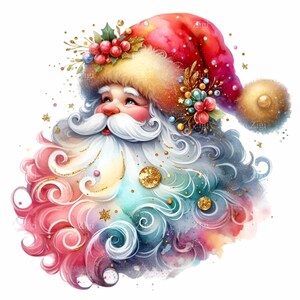 15 Golden Glitter Santa PNG Clipart, Whimsical Festive Santa With ...