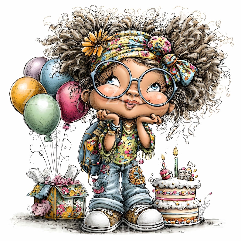19 JPEG Birthday Girl Clipart – Party Balloons JPG – Cute Child With ...