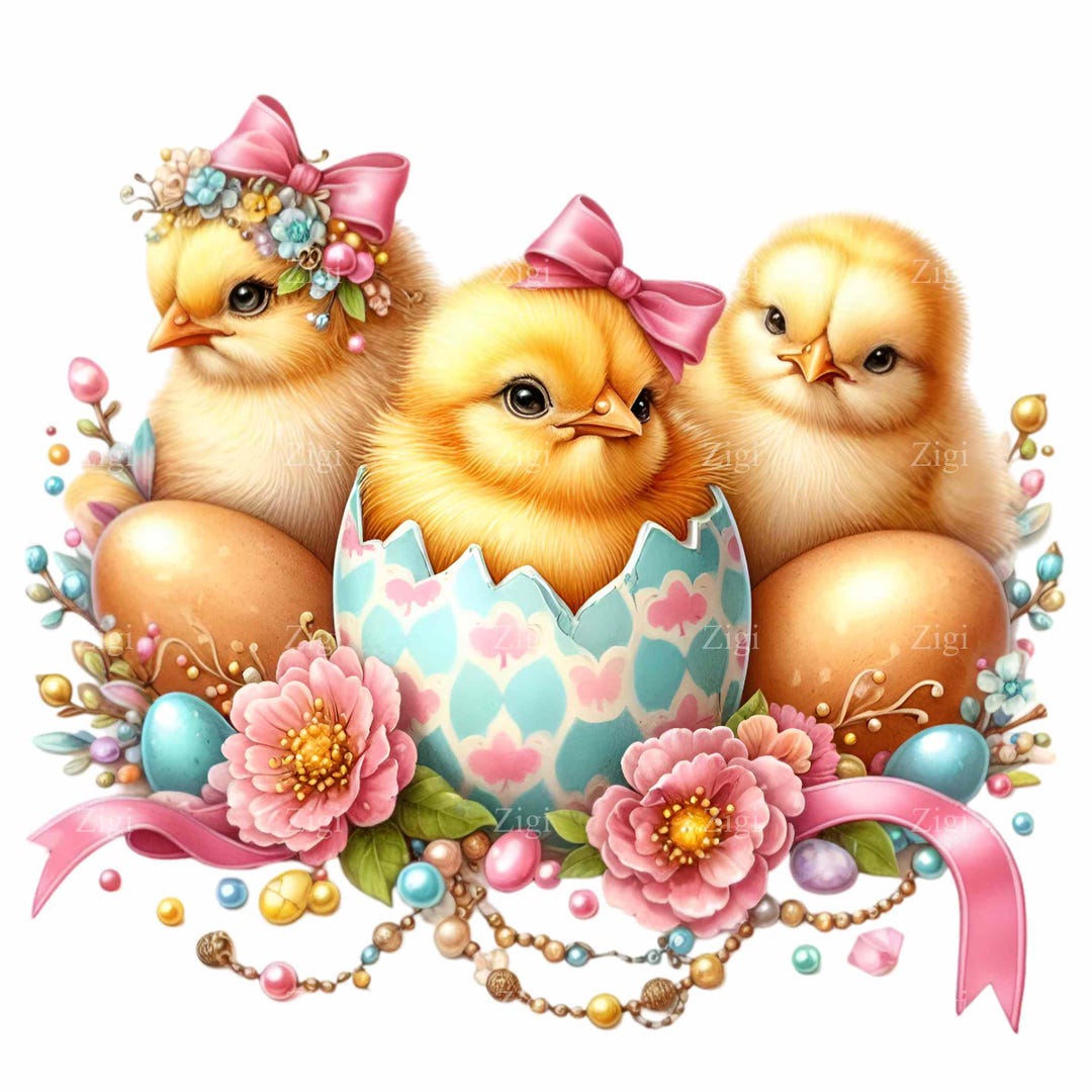 14 PNG Baby Chick Trio Clipart – Easter Hatchlings Illustration, Spring ...
