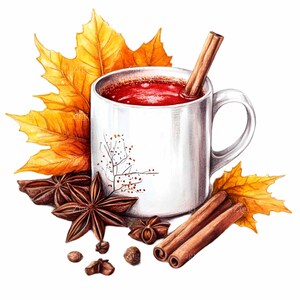 20 PNG Autumn Spiced Coffee Clipart - Cinnamon Hot Drink With Fall ...