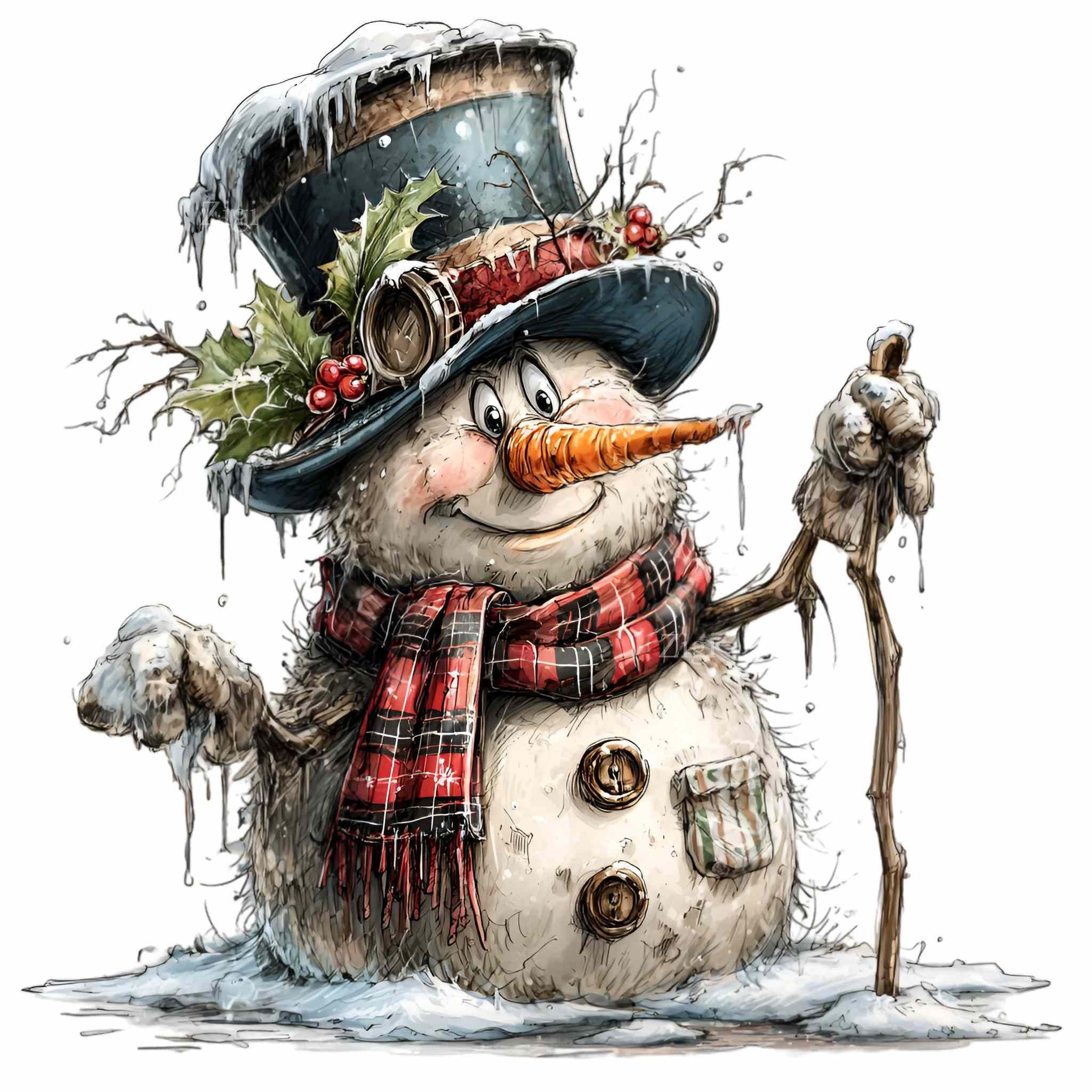 16 PNG Melting Snowman Clipart – Funny Winter PNG for Holiday Cards ...