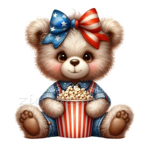 Bear Clip Art, Patriotic Bear Clipart, 4th of July Clipart, 12 PNG ...