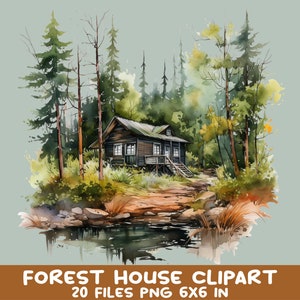 Forest House Clipart 20 Cabin in the Woods PNG Rustic Woodland Cottage ...